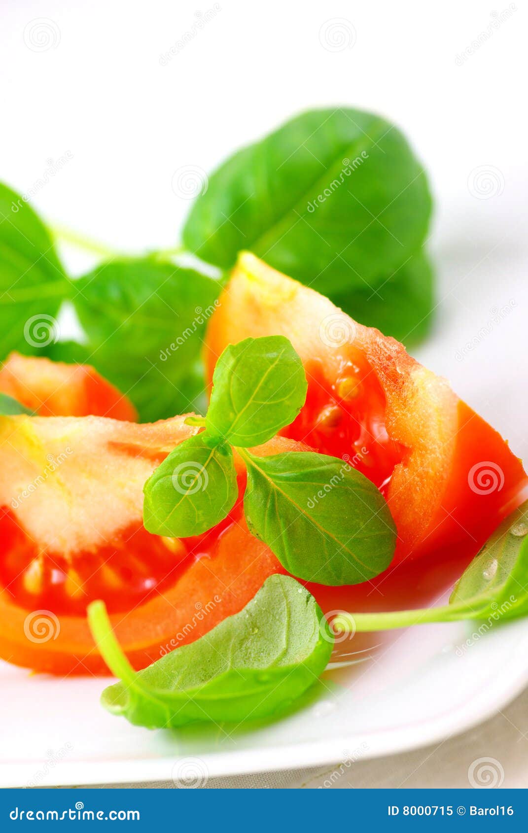 Tomatoes with Basil stock image. Image of fresh, vegetarian - 8000715