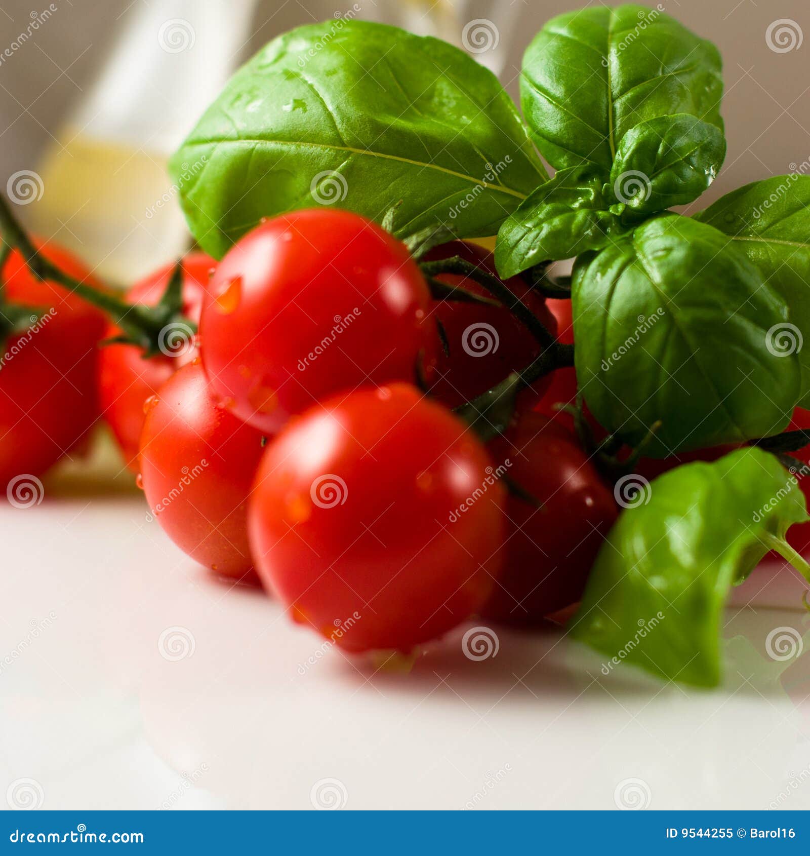Tomatoes with basil stock image. Image of healthy, diet - 9544255