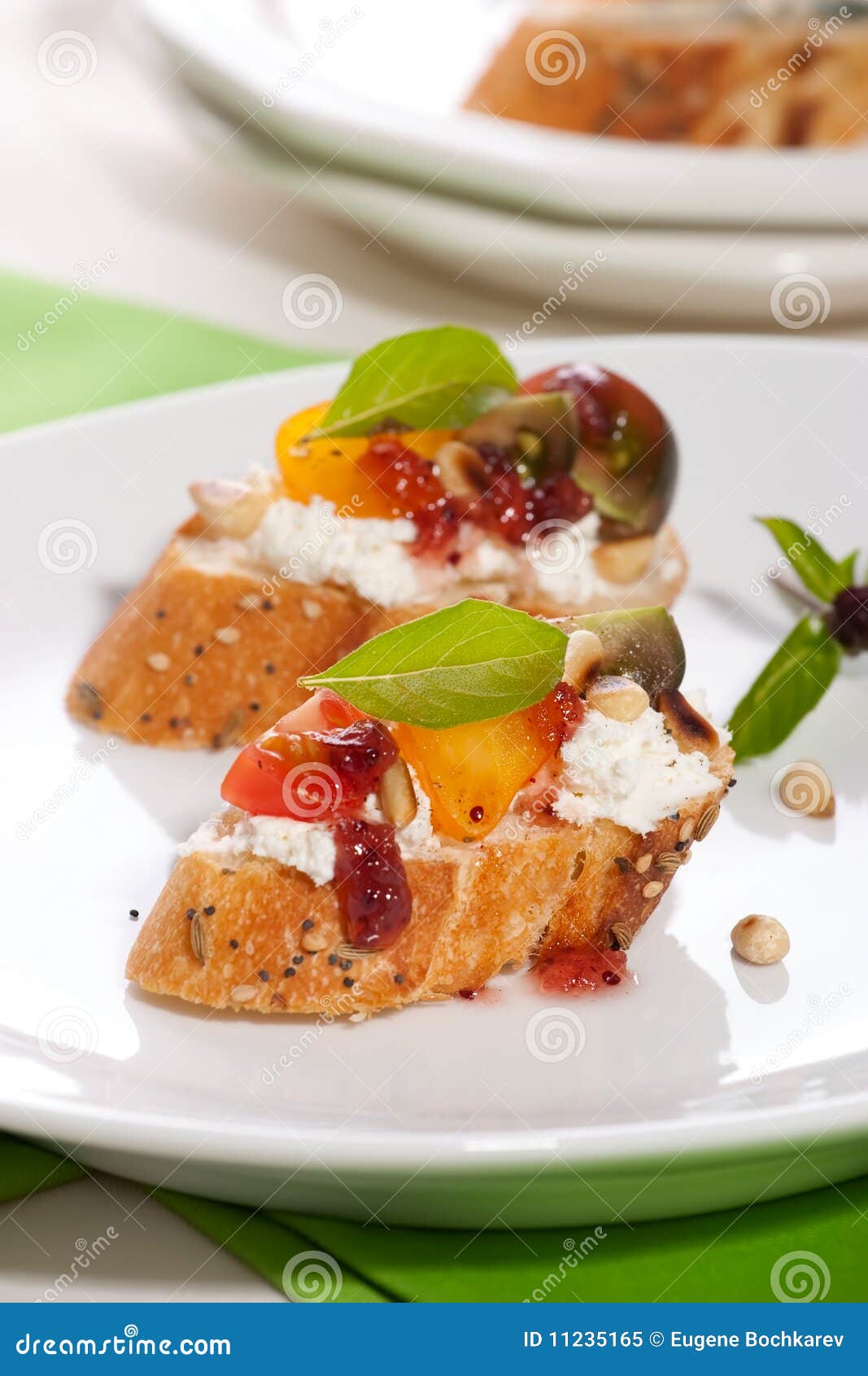 Tomatoes and Cream Cheese Canapes Stock Image - Image of dinner, snack ...