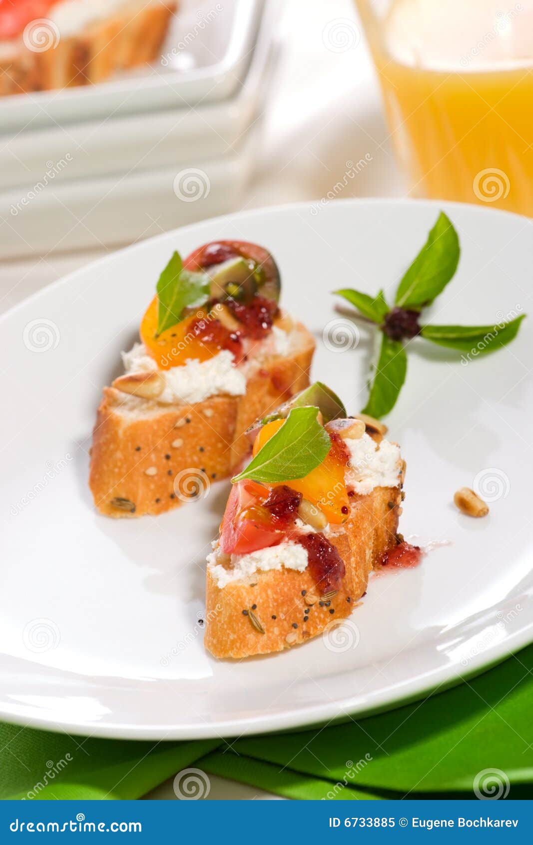 Tomatoes and Cream Cheese Canapes Stock Image - Image of slice, cream ...