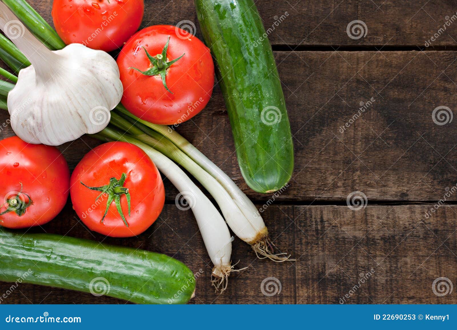 Tomatoes, Cucumber, Garlic and Spring Onions Stock Image - Image of ...