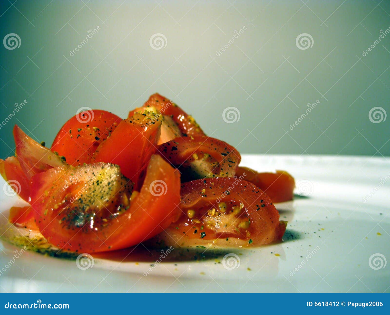 Tomatoes Cut Up and Peppered Stock Photo - Image of prepared, food: 6618412