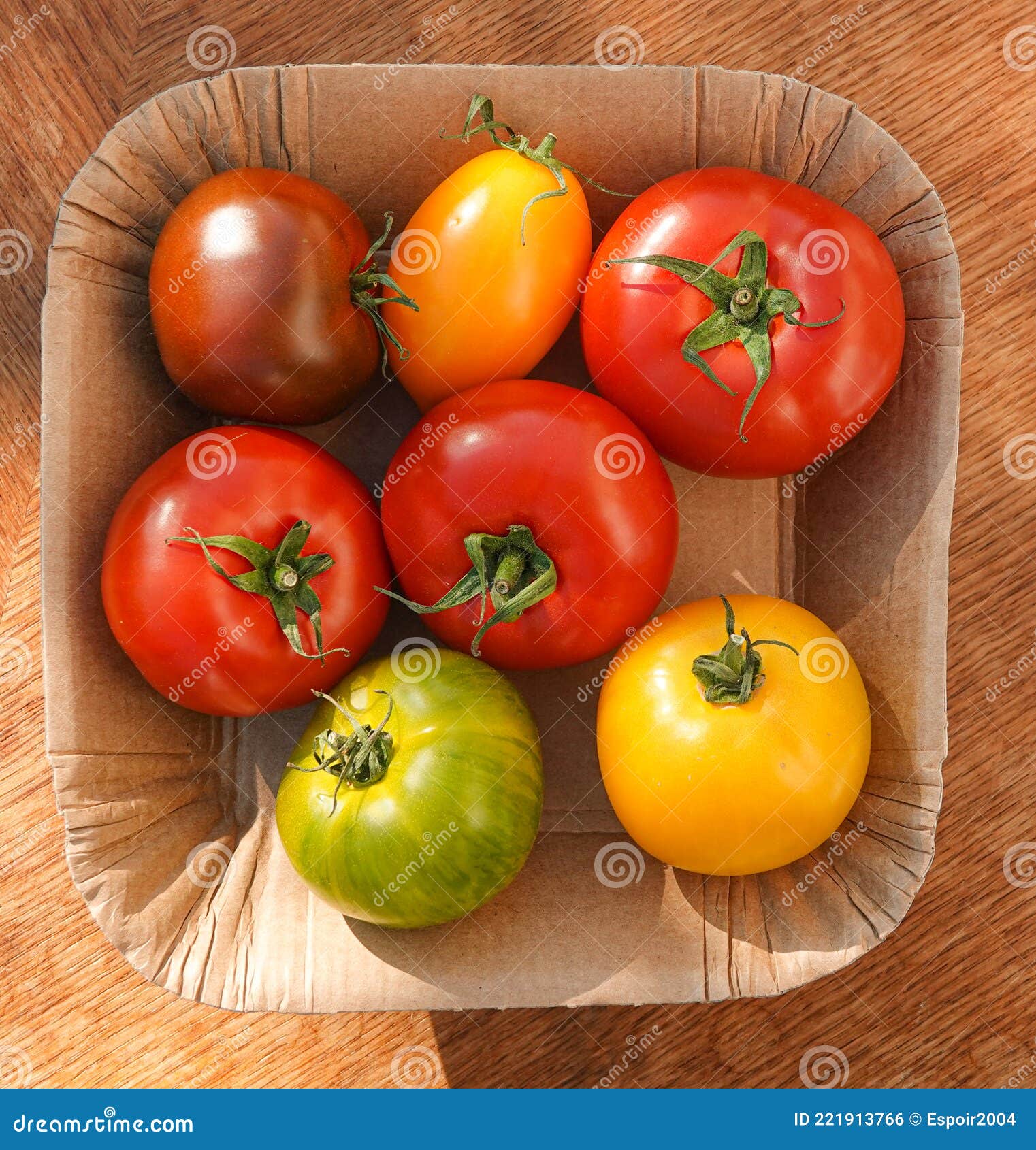 Tomatoes of Different Colors and Varieties in Craft Paper Packaging ...