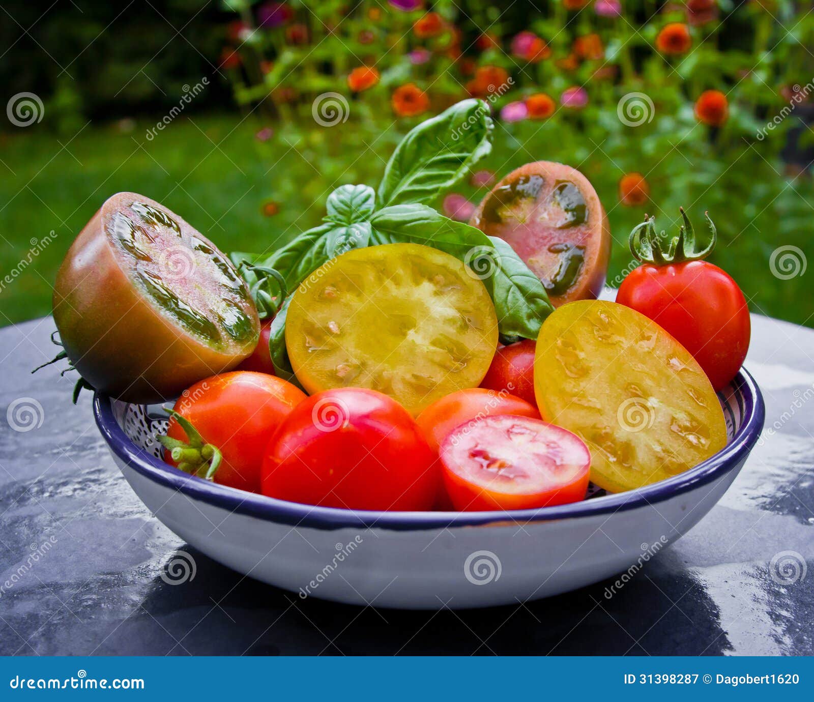 Tomatoes stock image. Image of background, basil, black - 31398287