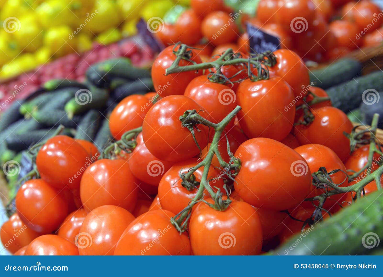 Tomatoes on display stock photo. Image of freshness, shopwindow - 53458046