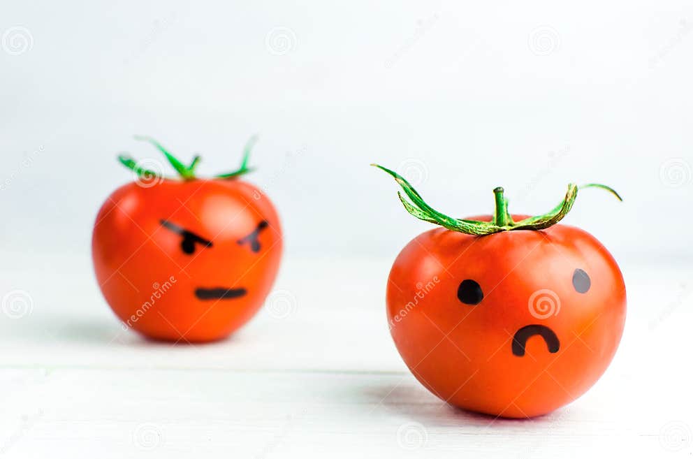 Tomatoes with Emotions. Relationship Stock Image - Image of household ...