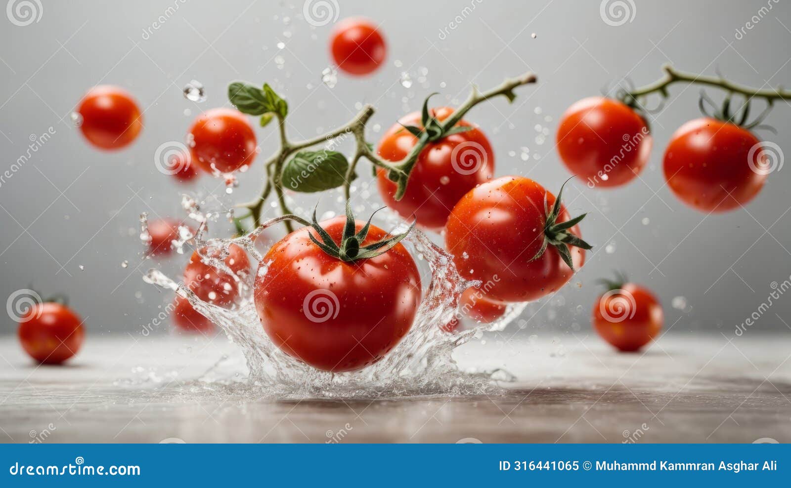 Tomatoes Faced And Flying Splash On White Isolated Background. Royalty ...