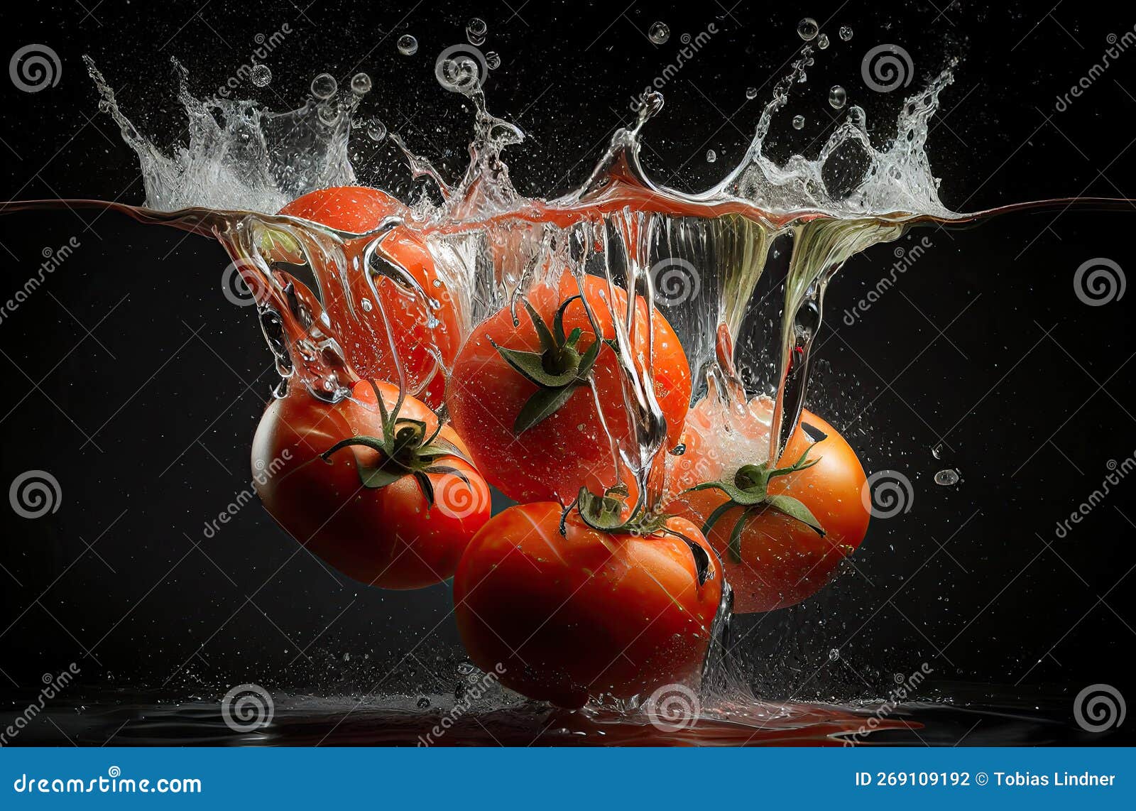 Tomatoes Falling into Cold and Clear Water Stock Photo - Image of ...