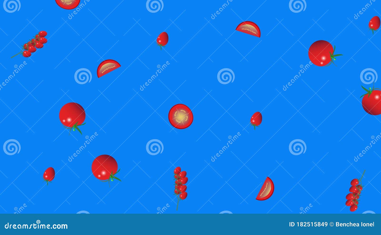 Tomatoes Group Graphic Elements Animation, Seamless Loop, Blue Screen ...