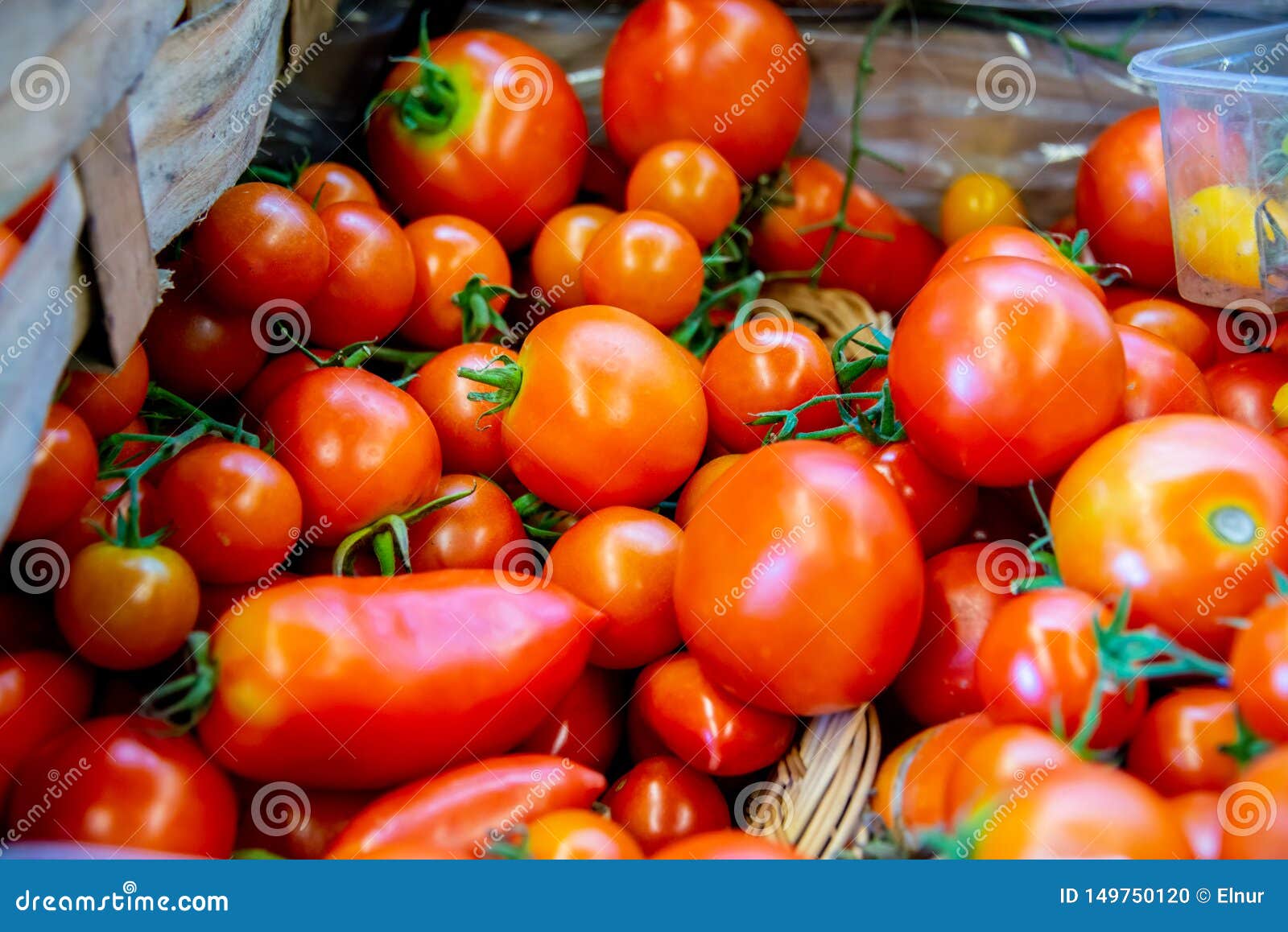 Tomatoes at the Market Display Stall Stock Photo - Image of diet ...