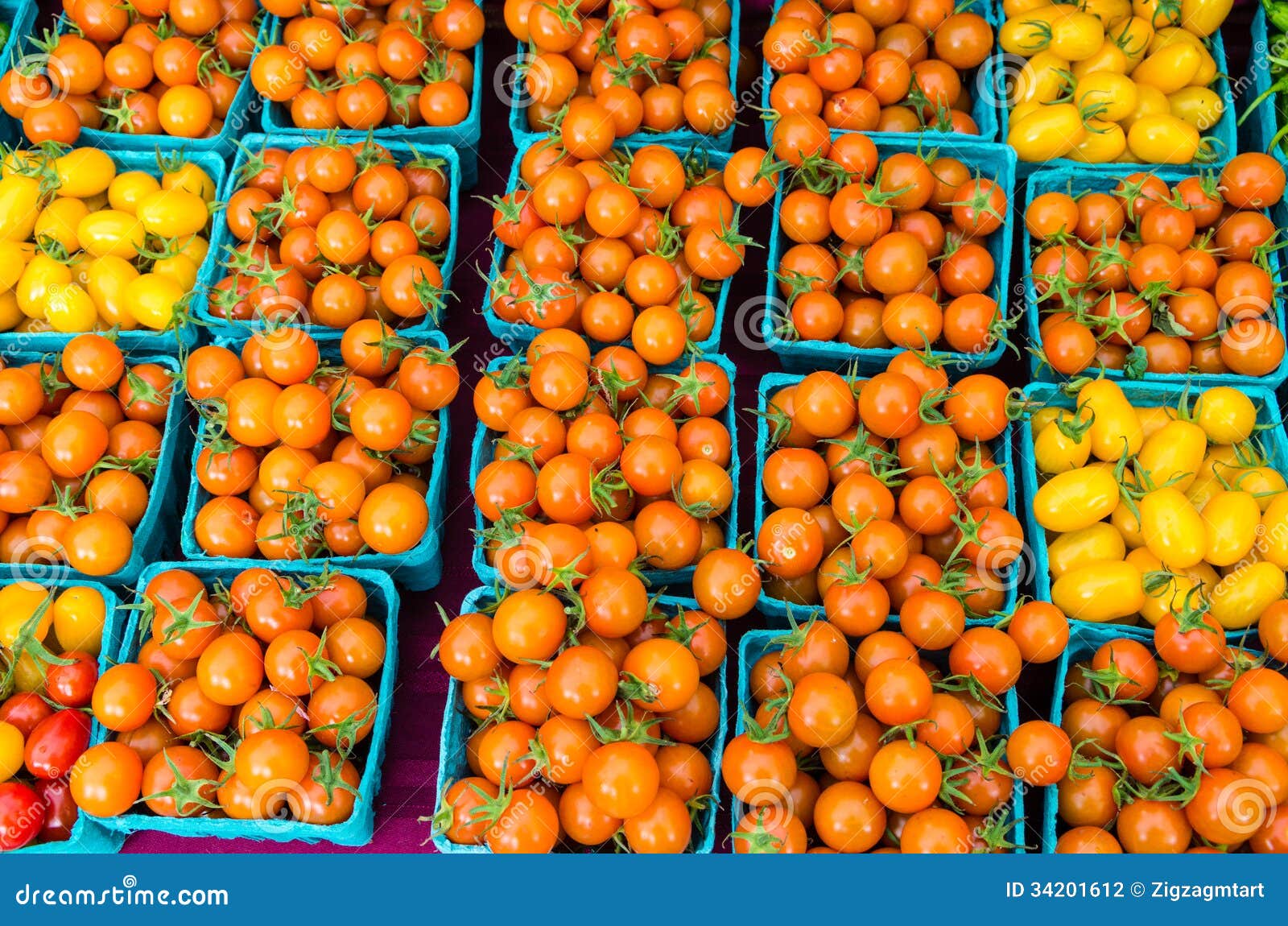 Tomatoes Orange on Display at Market Stock Photo - Image of fresh ...
