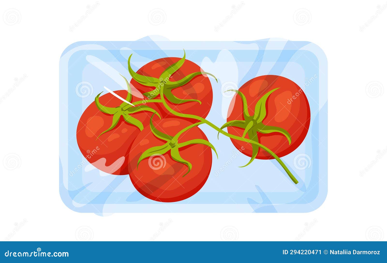 Tomatoes in Plastic Tray, Package with Branch of Cherry Fruit ...