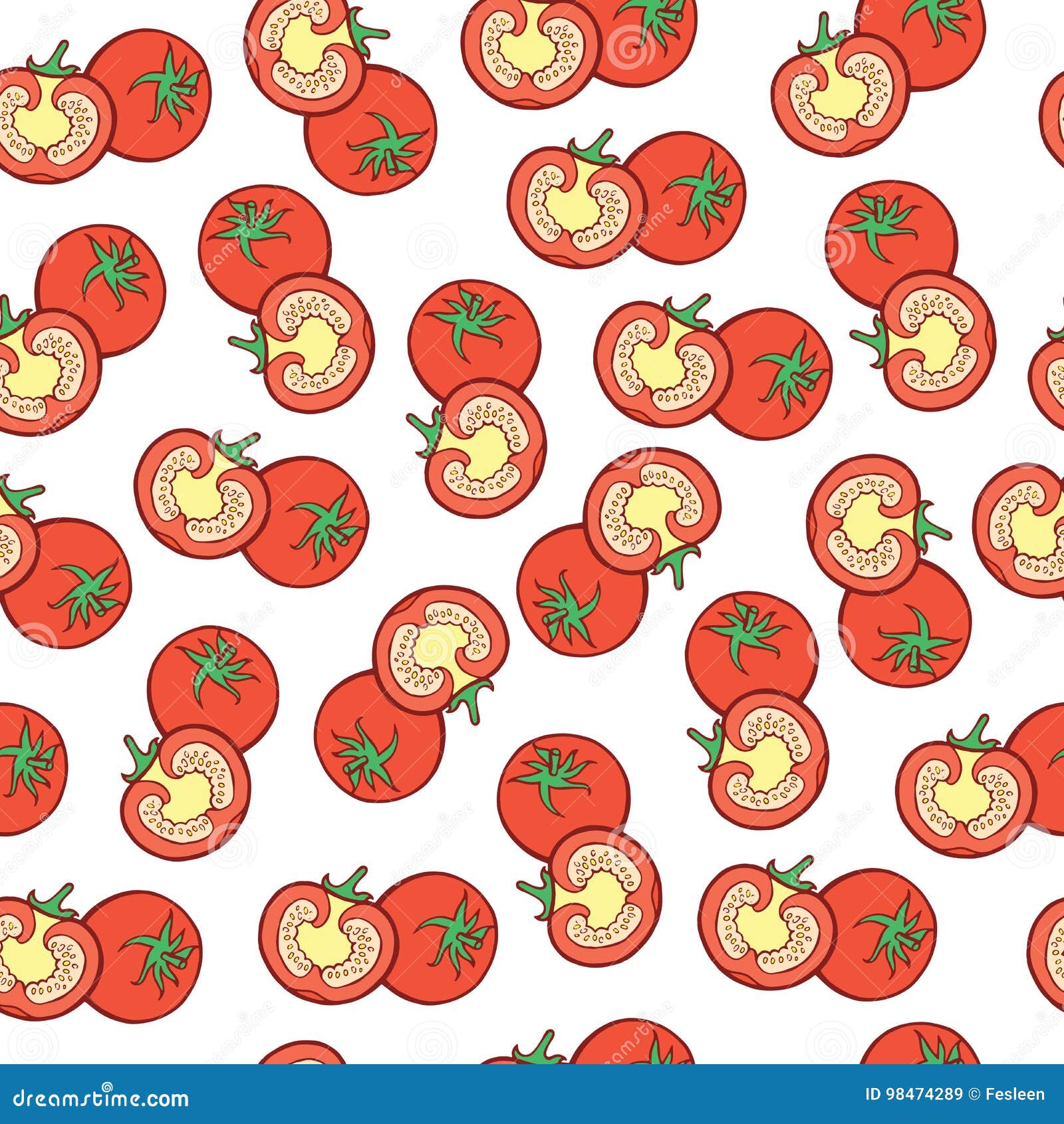 Tomatoes Seamless Pattern. Vector Graphic Art Background with Vegetables Stock Vector ...