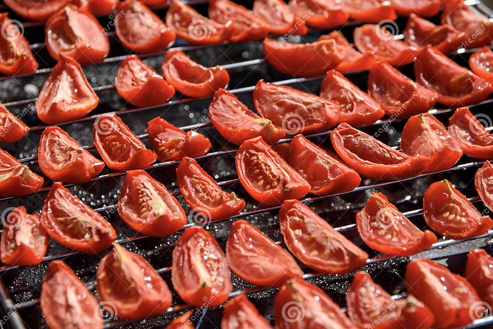 Tomatoes Sliced and Dried Under the Sun for Drying Stock Photo - Image ...