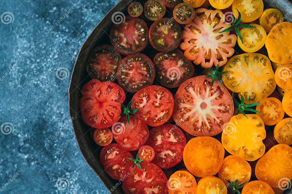 Tomatoes in Slices of Different Colors are Displayed As a Gradient on a ...