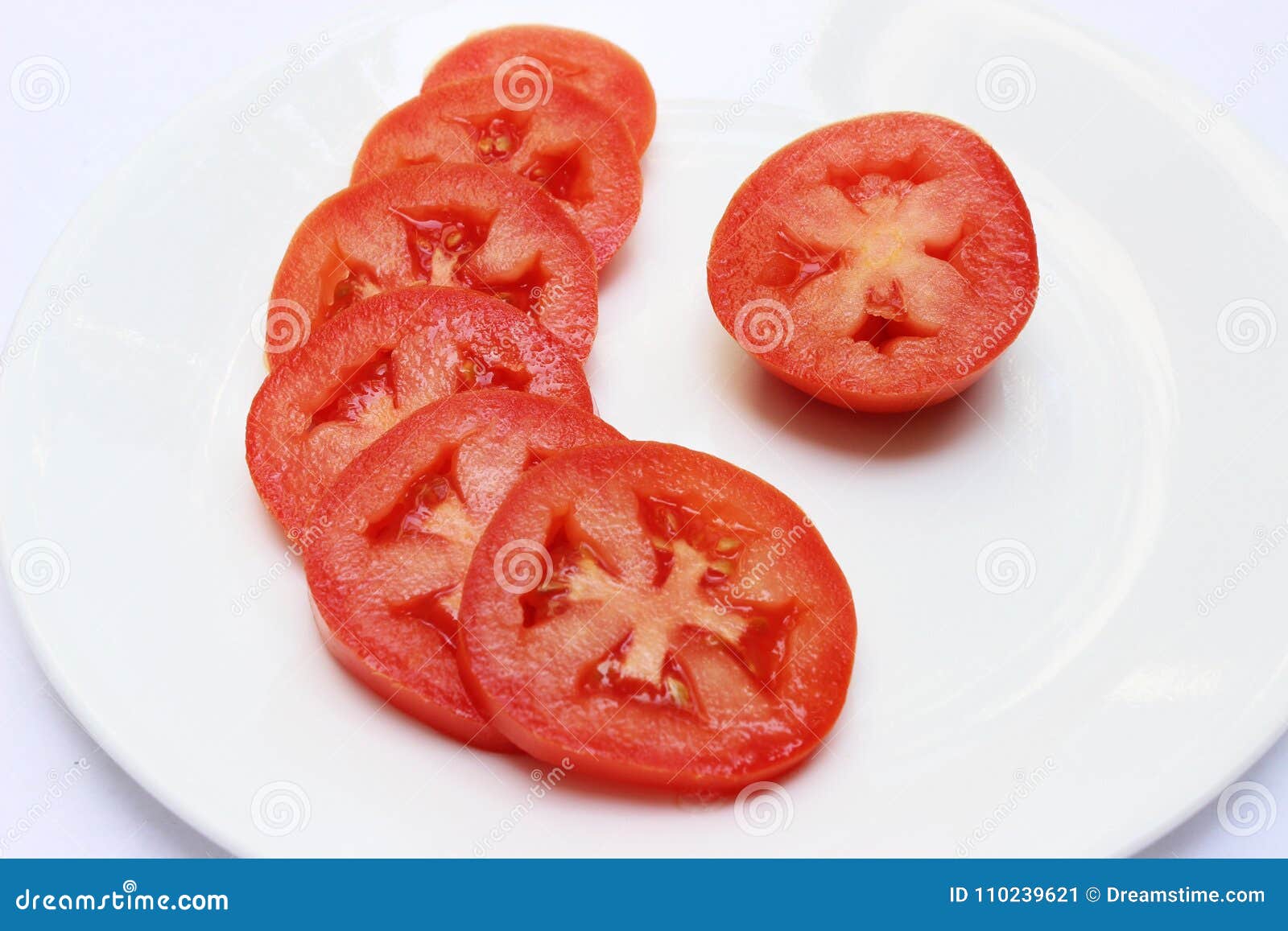 Tomatoes slices on a plate stock illustration. Illustration of plant ...