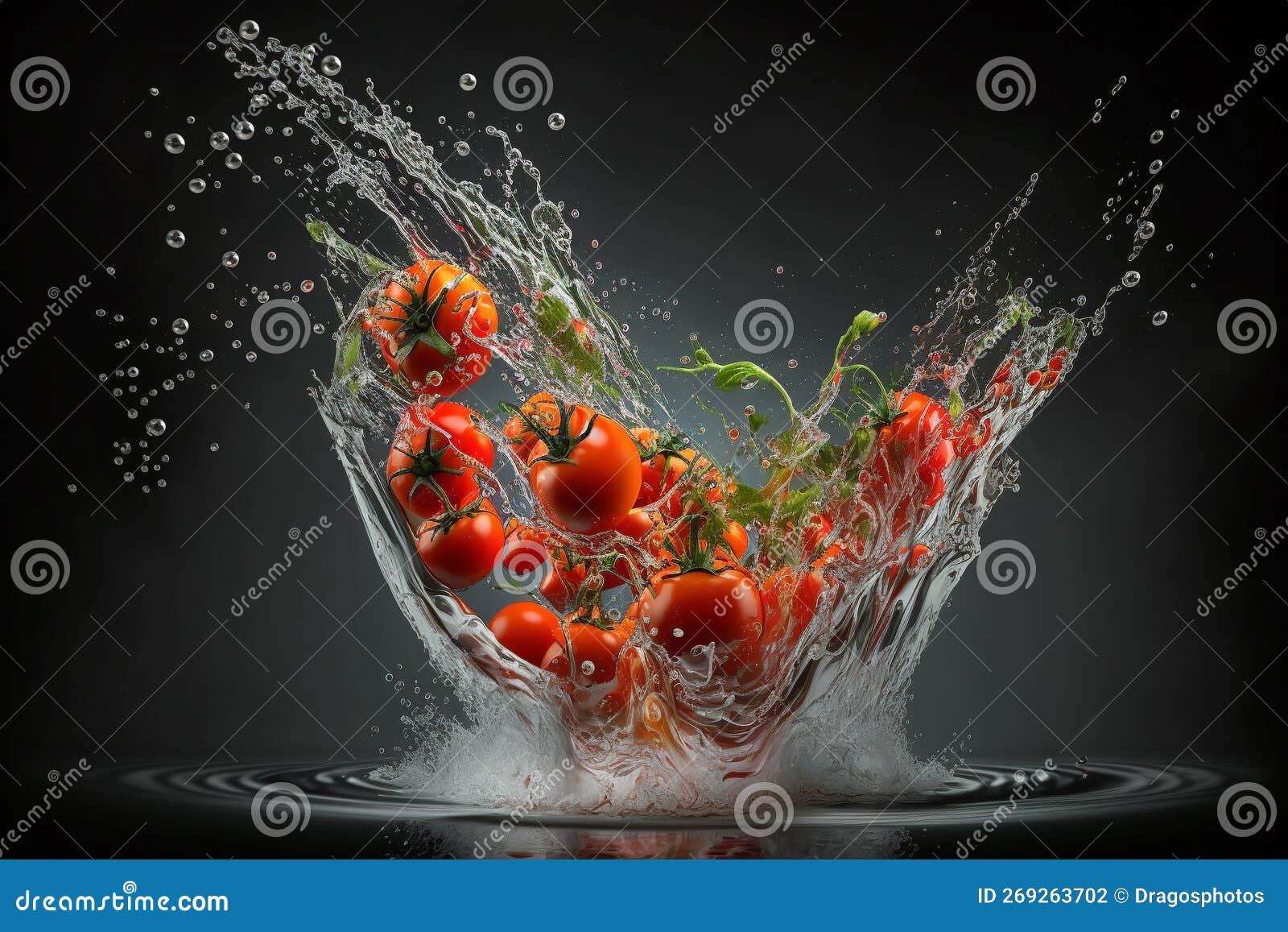 Tomatoes Splashed or Thrown in Water. Water Splash Fresh Fruit Creative ...