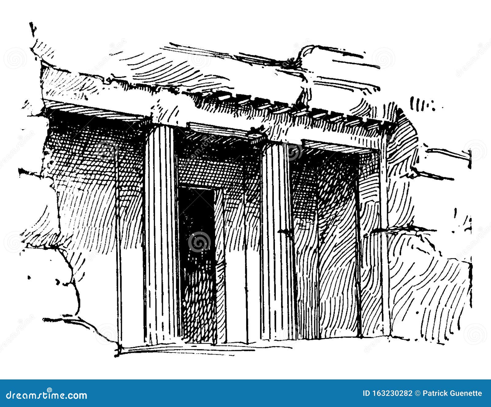 Tomb At Beni Hassan Or Bani Beni Hasan Vintage Engraving Stock Vector Illustration Of