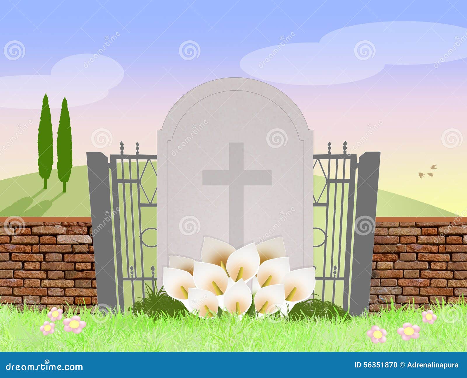Tomb in the cemetery stock illustration. Illustration of dead - 56351870