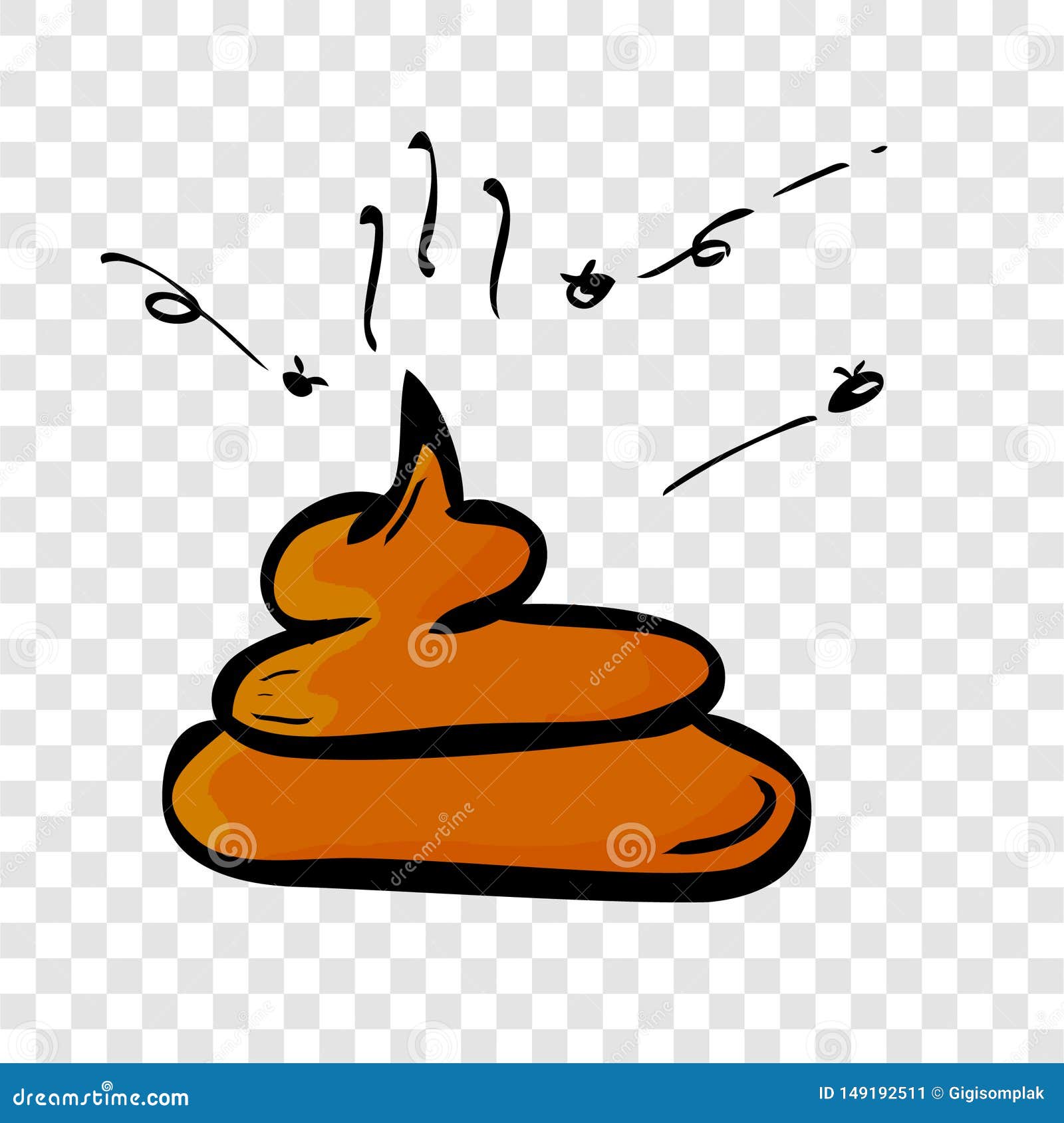 Very Simple Flat Brown Hand Draw Sketch Poop with Fly Ilustração do ...