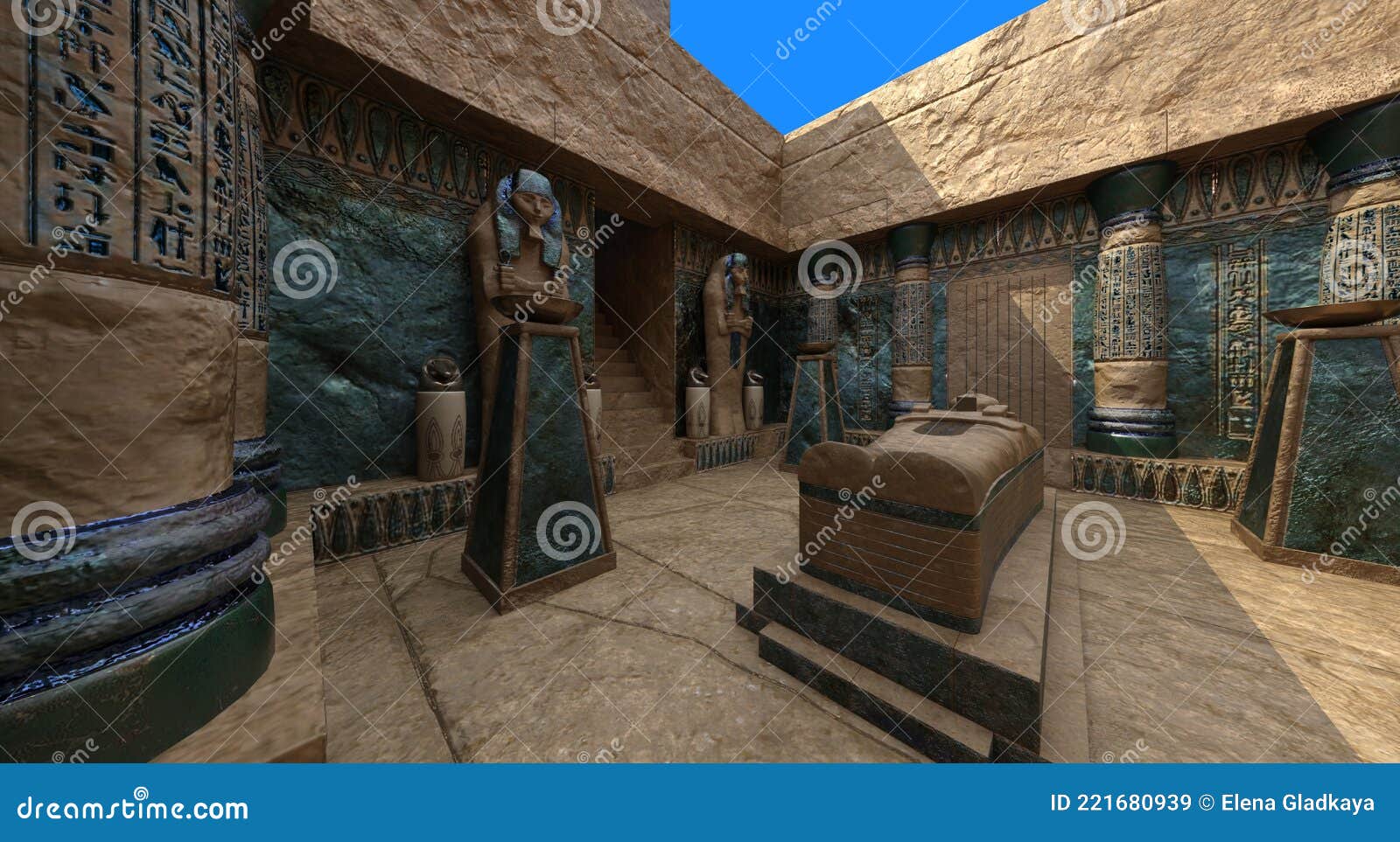 Tombeau Pharaon Dans La Pyramide 3d Illustration Illustration Stock ...