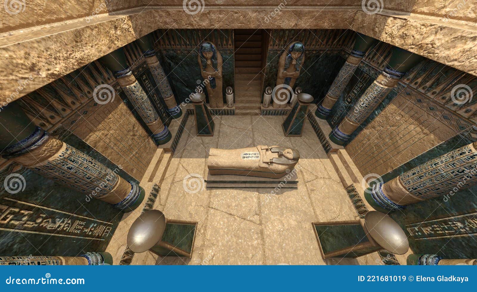 Tombeau Pharaon Dans La Pyramide 3d Illustration Illustration Stock ...