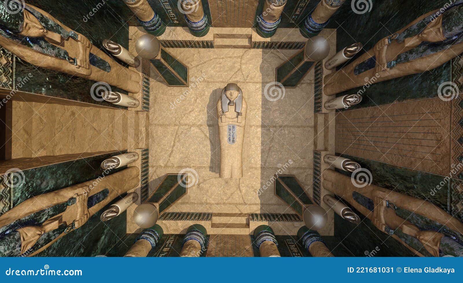 Tombeau Pharaon Dans La Pyramide 3d Illustration Illustration Stock ...