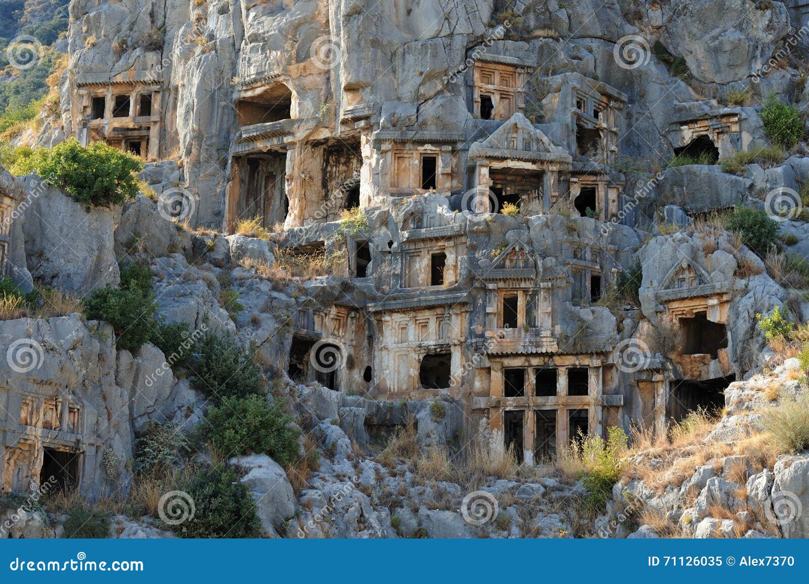 Tombs of the Ancient City of Myra Stock Image - Image of mountain ...