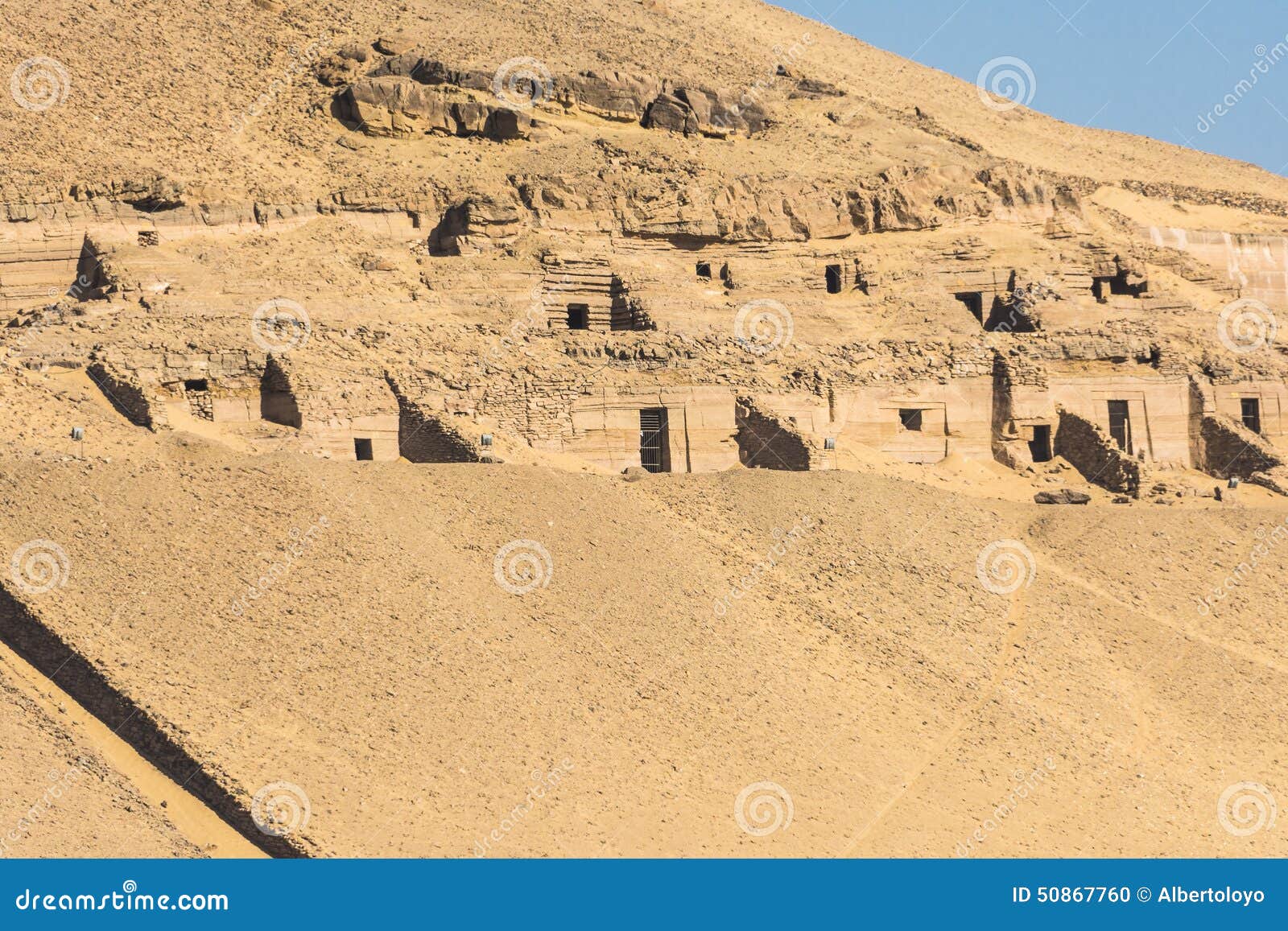 Tombs of the Nobles in Aswan, Egypt Stock Photo - Image of monument ...