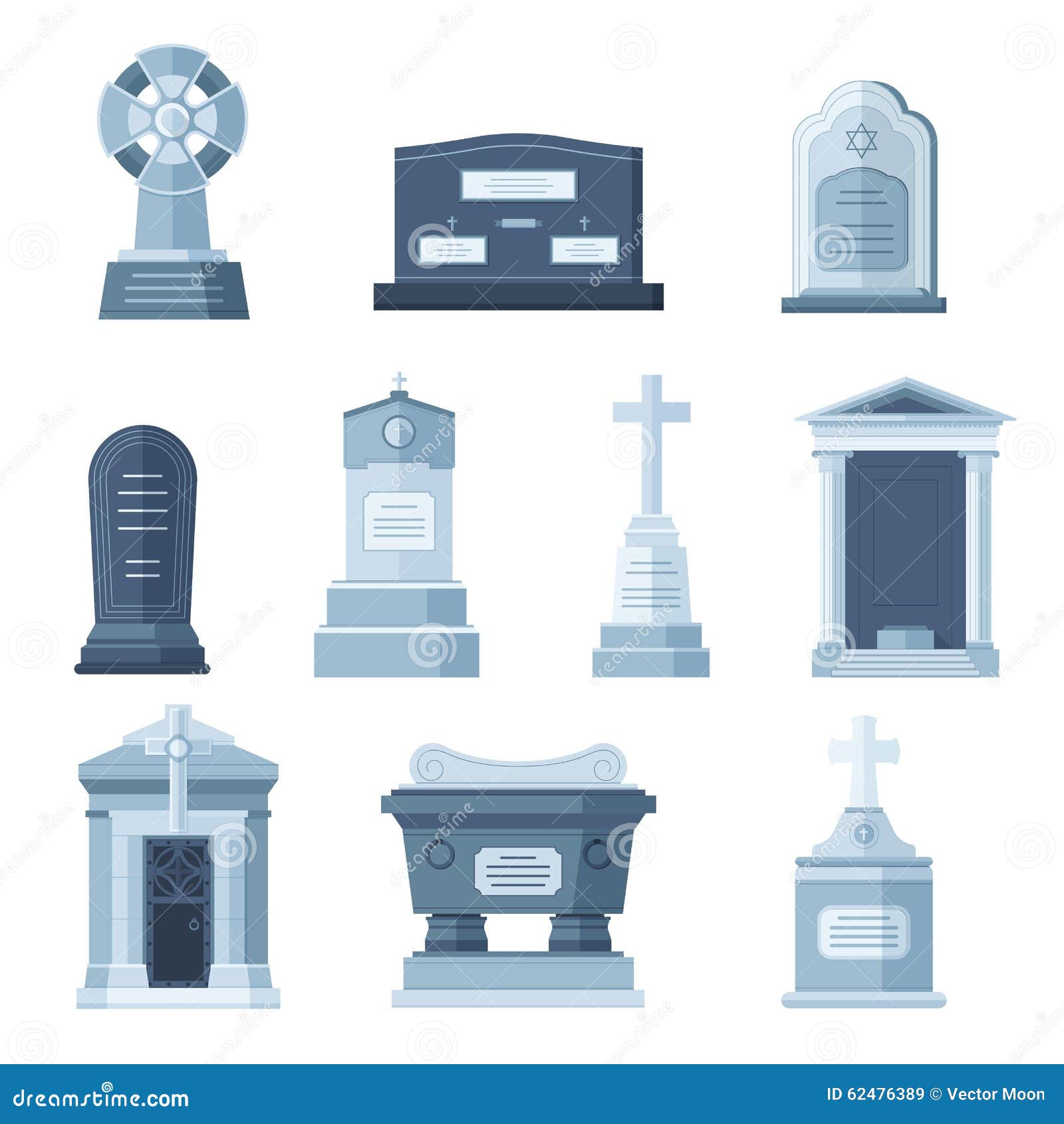 Tombs Stone Grave Vector Construction Set Stock Vector - Illustration ...