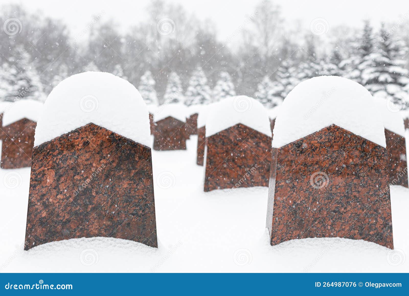 Tombstone in a Cemetery Covered with Snow in Winter Stock Photo - Image ...