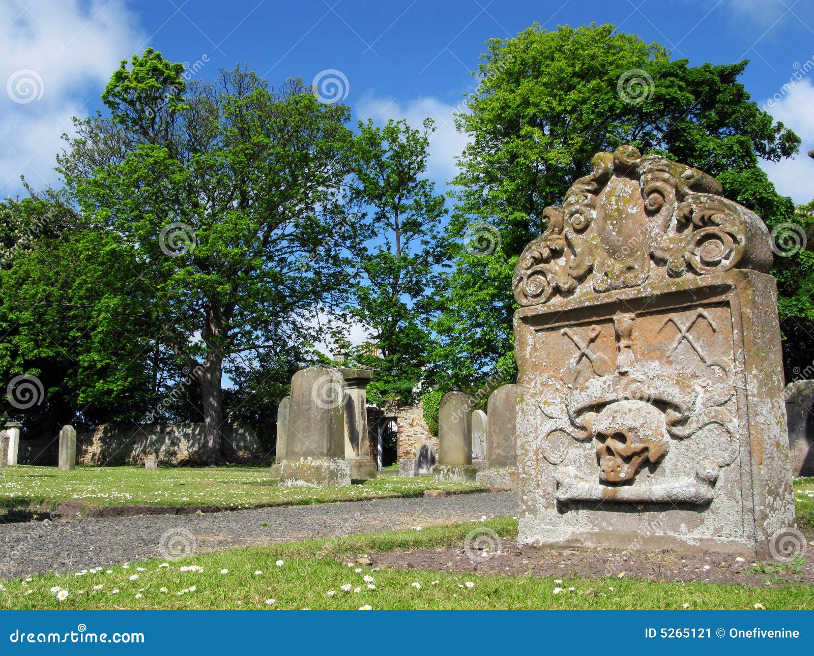 Tombstone in Church Graveyard Stock Image - Image of cemetery, skull ...