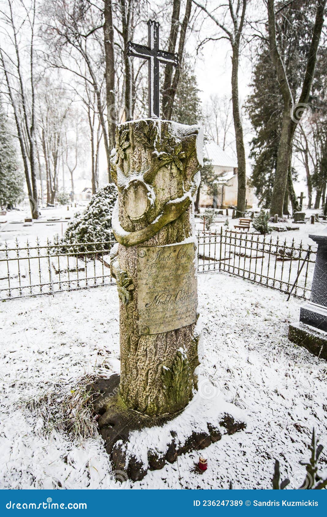 Tombstone with a Cross, a Snake Biting Its Tail and an Oak Tree ...