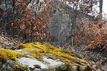Tombstone in the forest stock image. Image of winter - 330300515