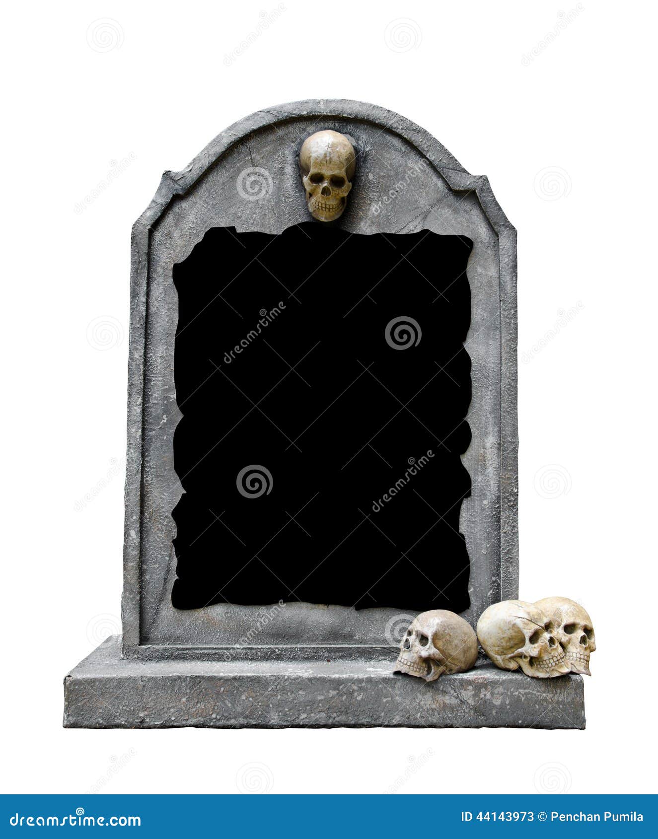 Tombstone with Skull Isolated on White Background. Stock Image - Image ...