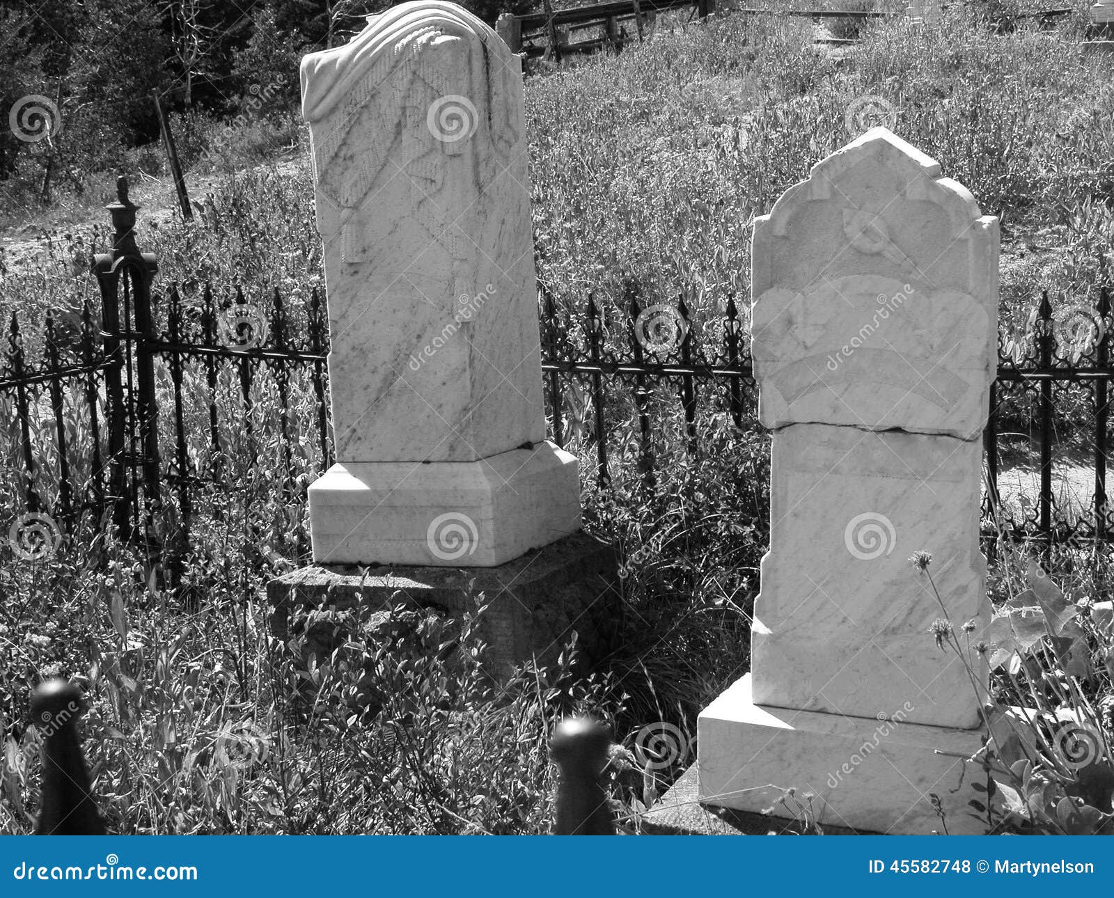 Tombstones in Black and White Stock Photo - Image of forest, hill: 45582748