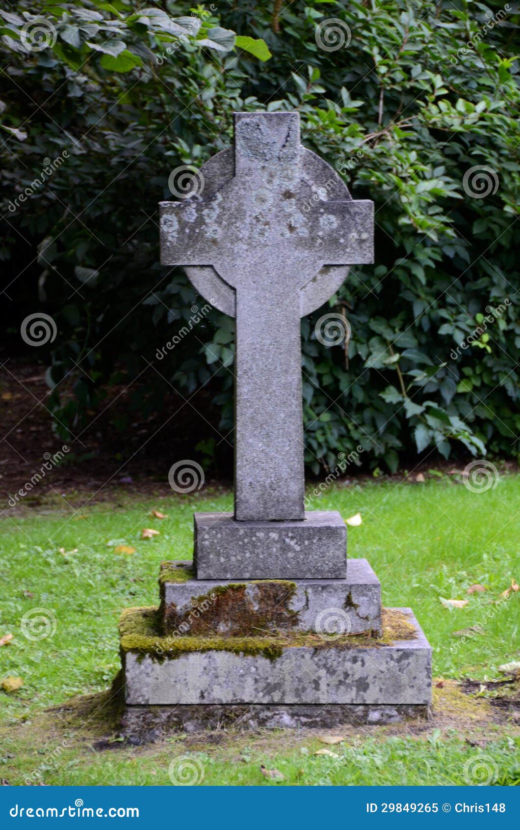 Cross Tombstone at a Graveyard Stock Image - Image of funeral ...