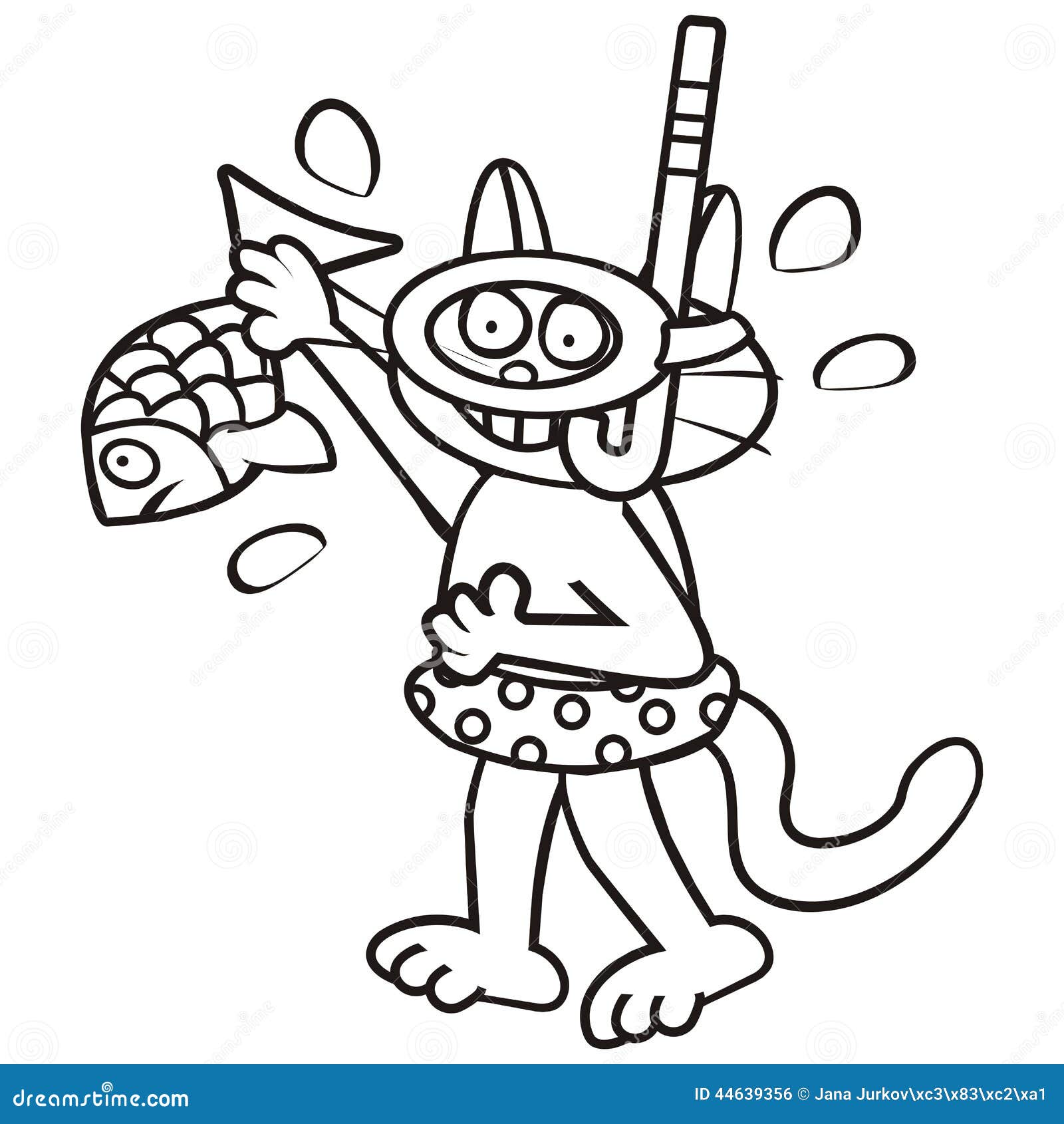 Tomcat and Fish, Coloring Book Stock Vector - Illustration of humorous ...