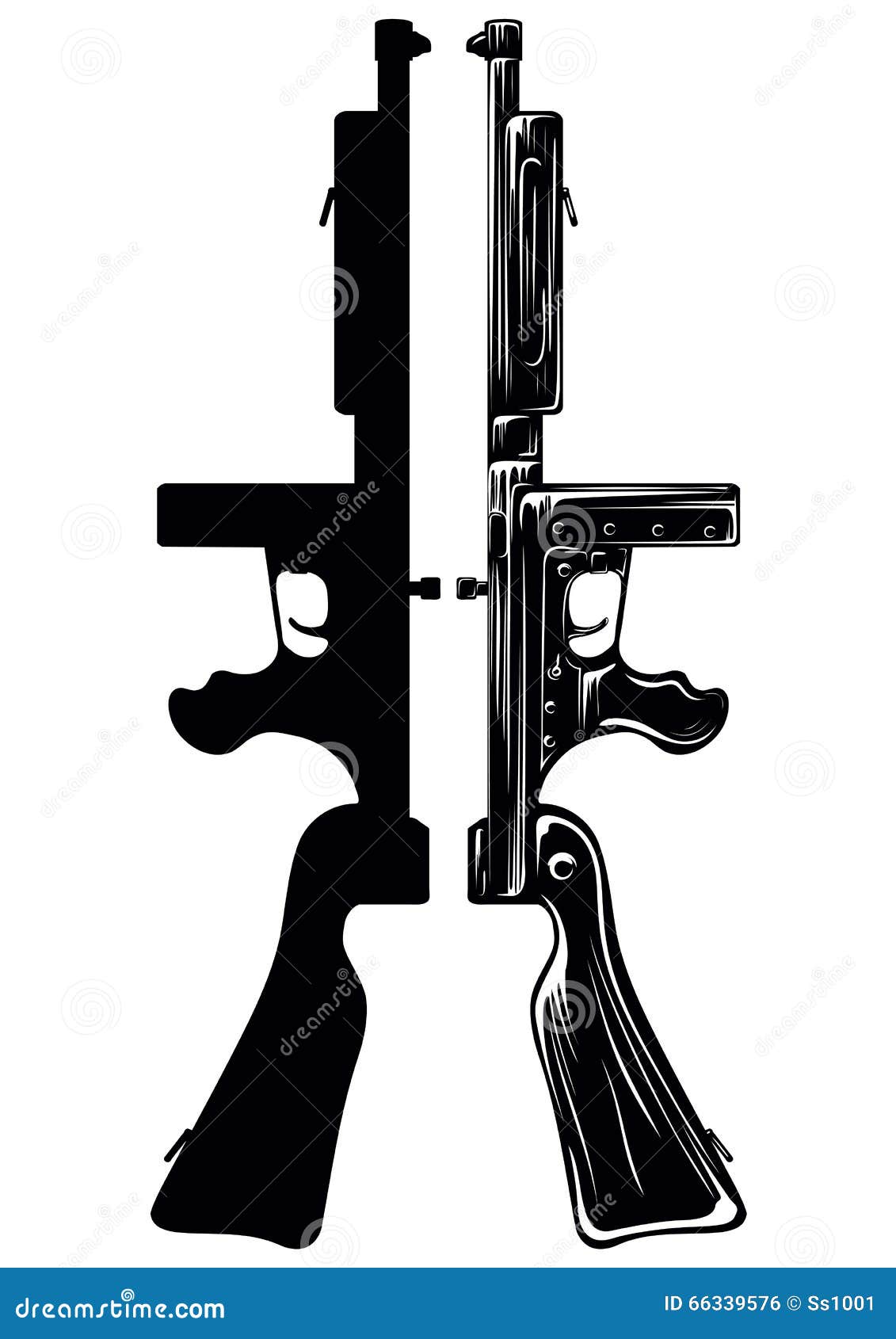 Tommy gun stock vector. Illustration of murder, bullet - 66339576