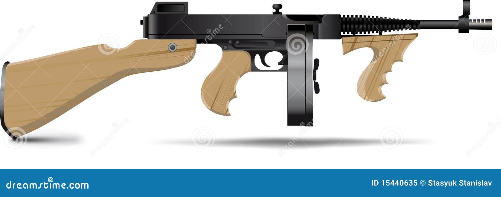 Tommygun vector illustratie. Illustration of nevel, zwart - 15440635