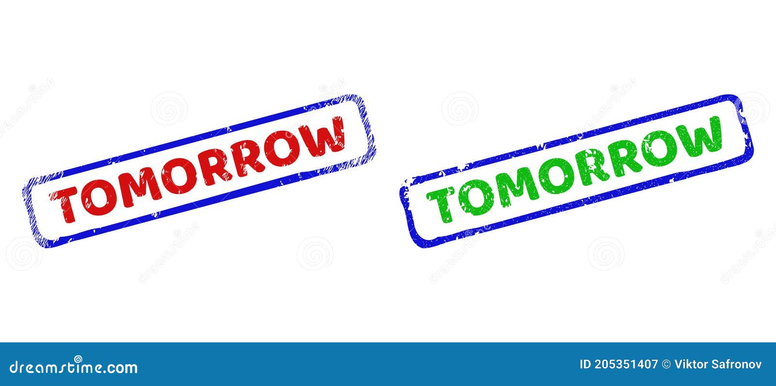 Tomorrow Bicolor Rough Rectangular Stamps With Corroded Surfaces Stock