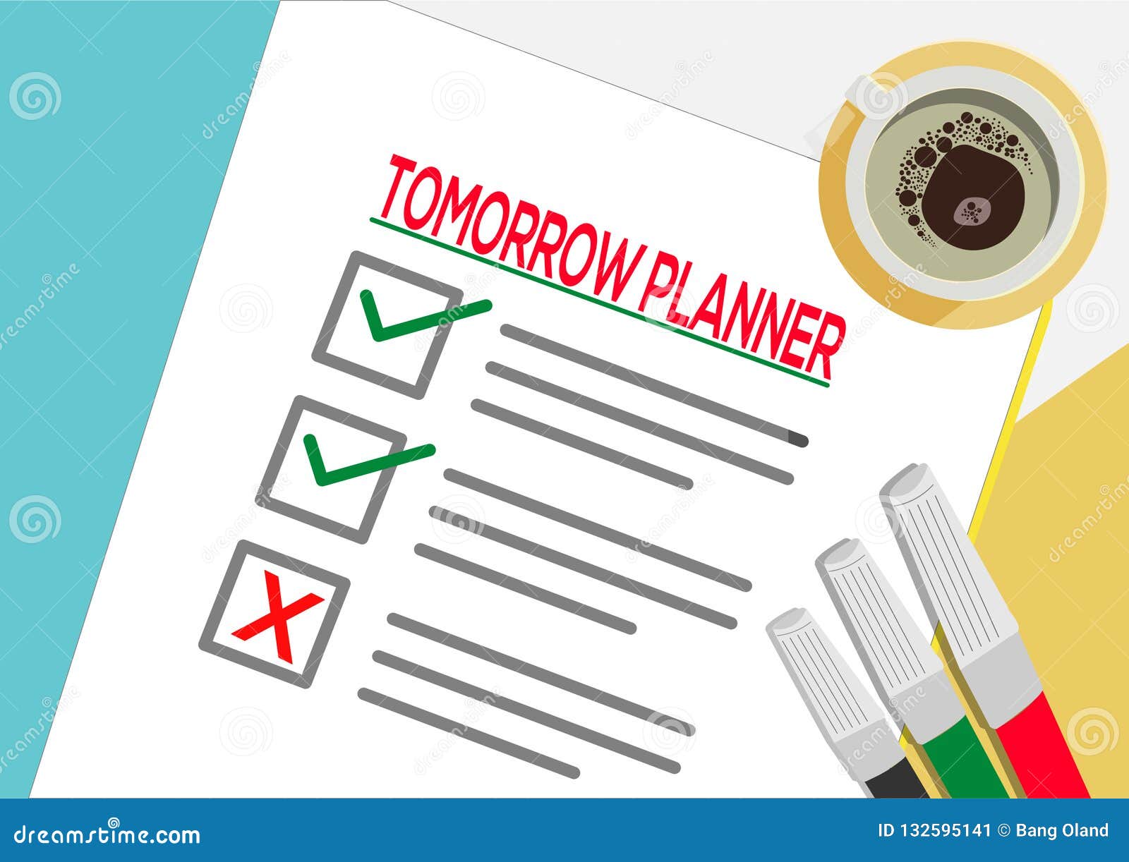 Tomorrow Planner or Planning Icon Concept. One Task Failed. Paper ...