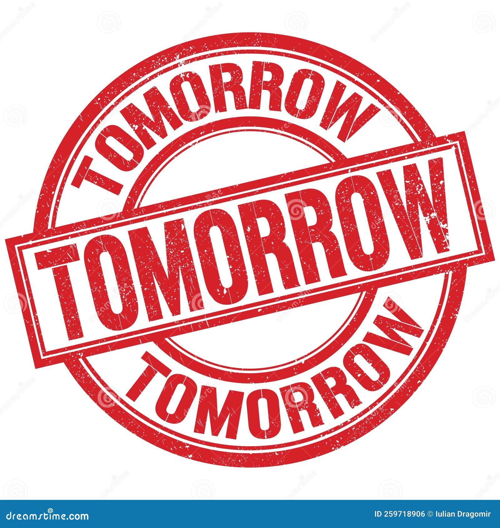 TOMORROW Written Word on Red Stamp Sign Stock Illustration ...