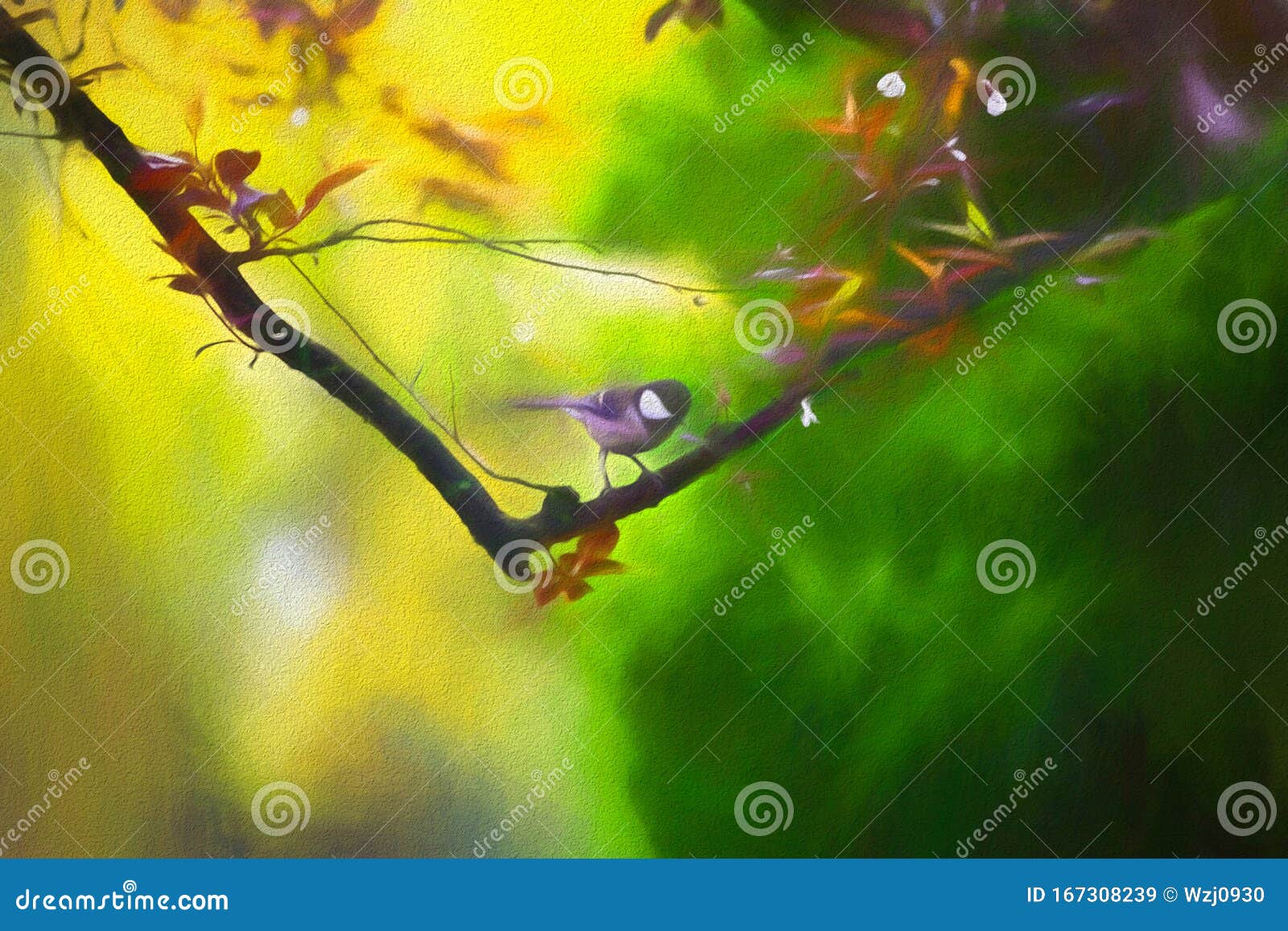 A Tomtit Bird is Standing on a Tree Crotch Stock Image - Image of ...