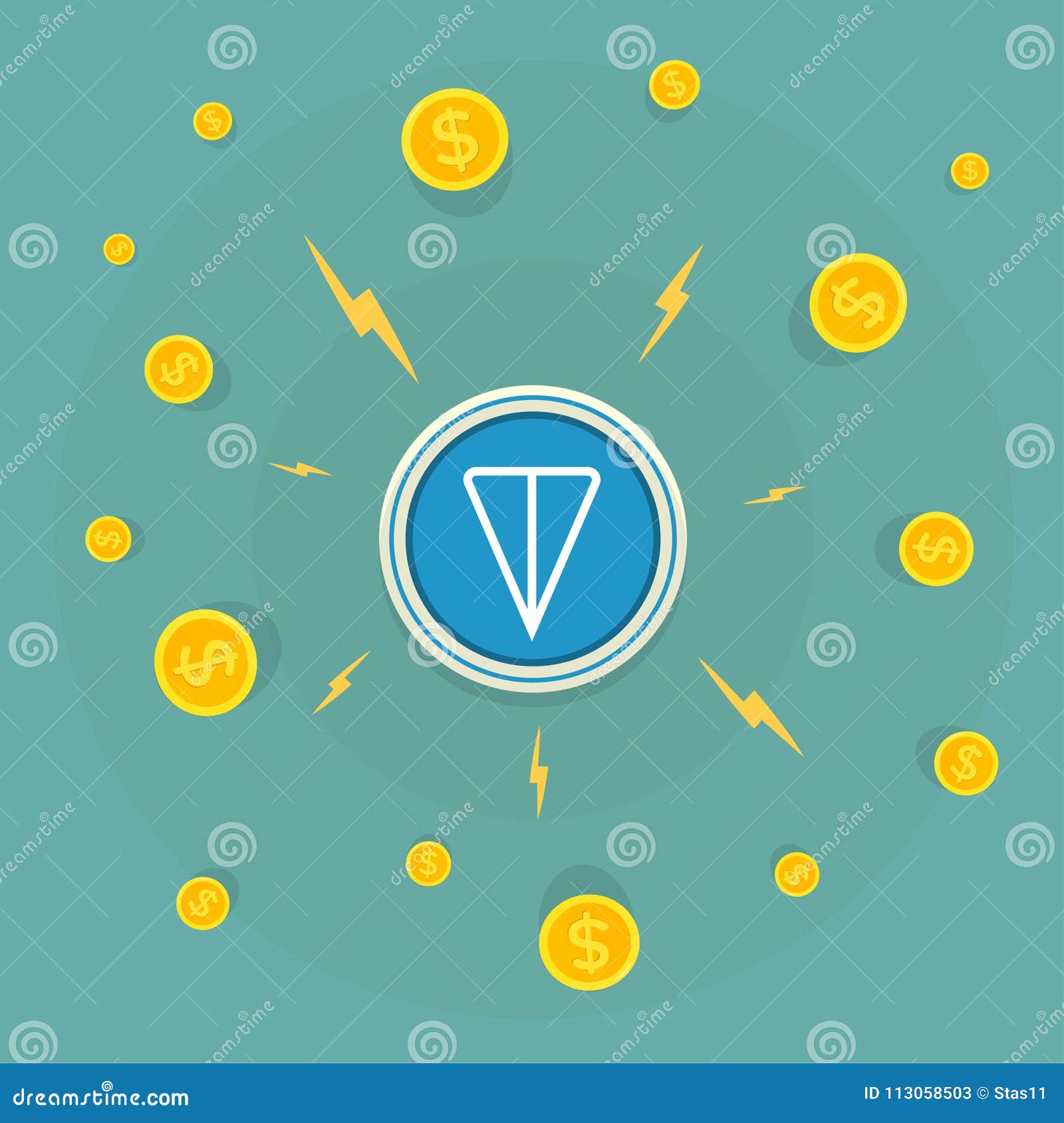 TON Logo. Cryptocurrency Of Telegram Open Network. Vector Illustration ...