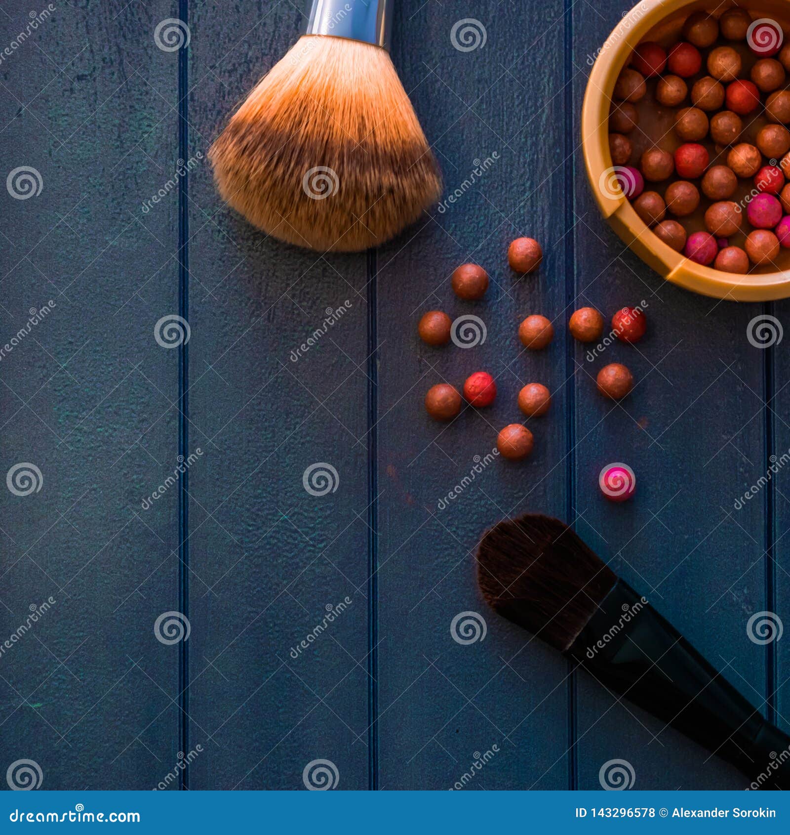 Tonal Makeup in the Shape of Balls with a Storage Box Stock Photo ...