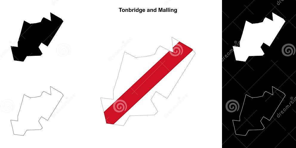 Tonbridge and Malling Outline Map Stock Illustration - Illustration of ...