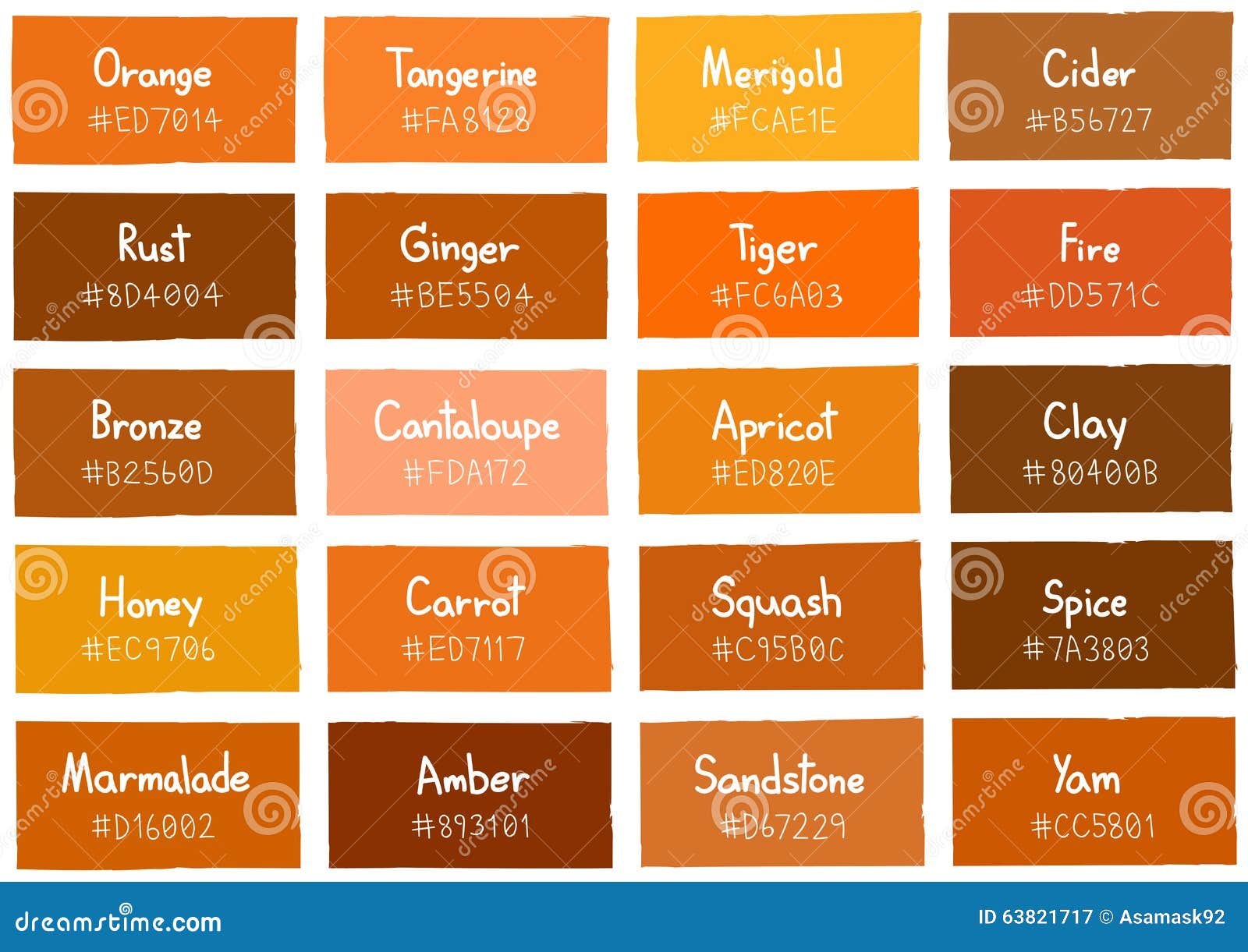 Tone Color Shade Background Arancio Con Il Codice Ed Il Nome ...