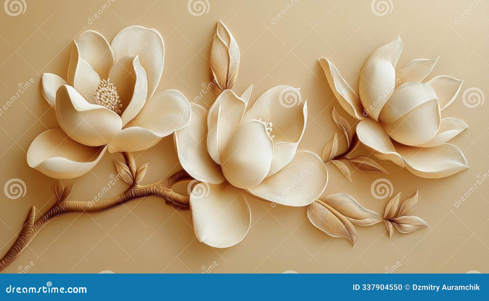 Tone-on-tone Depiction of a Dogwood Tree Branch in Bloom Stock Photo ...