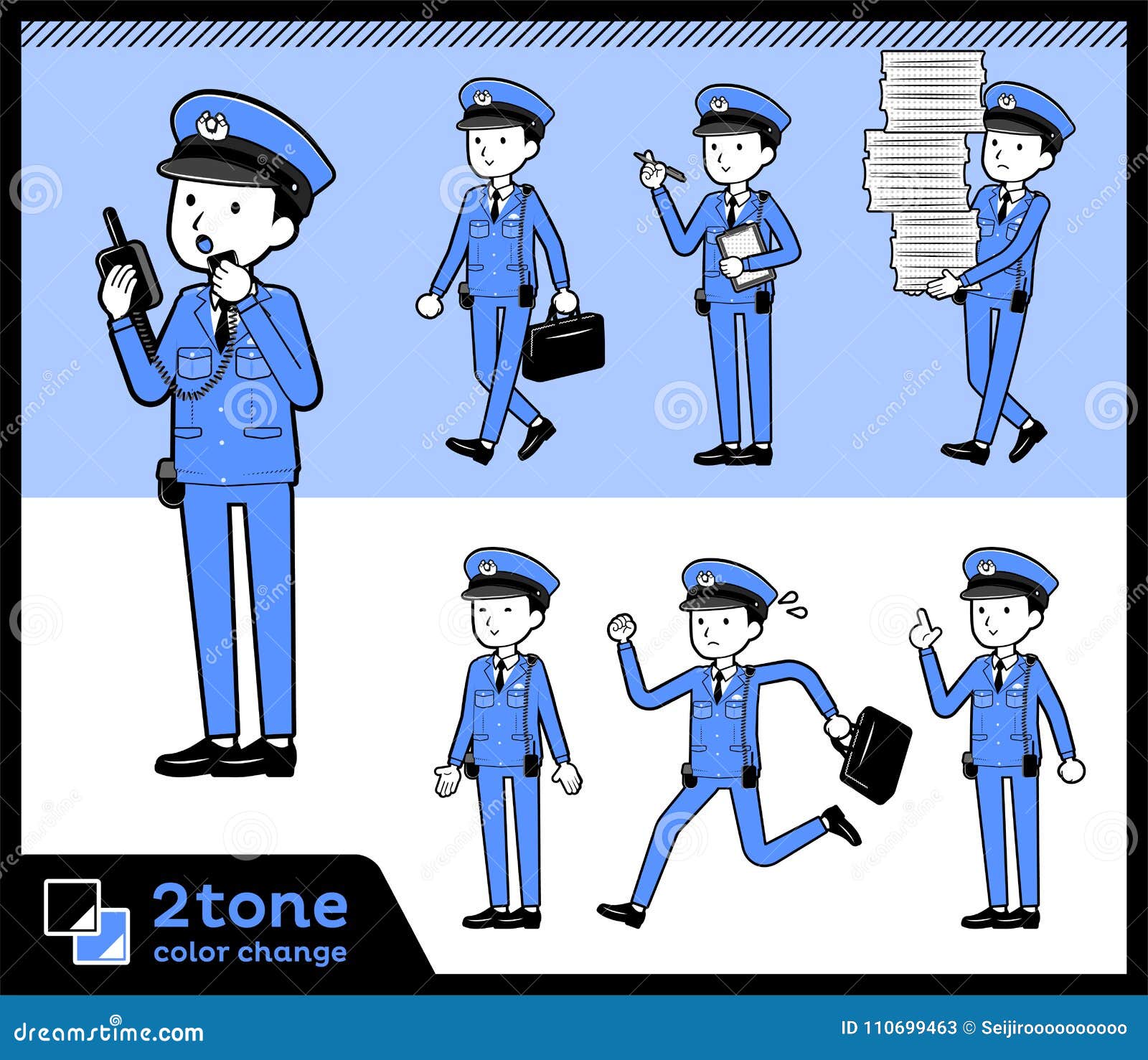 2tone Type Police Men_set 02 Stock Vector - Illustration of contact ...